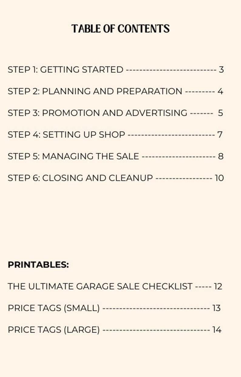 Garage Sale Printable Kit | Pricing Guide, Signs, and Checklist | Yard ...