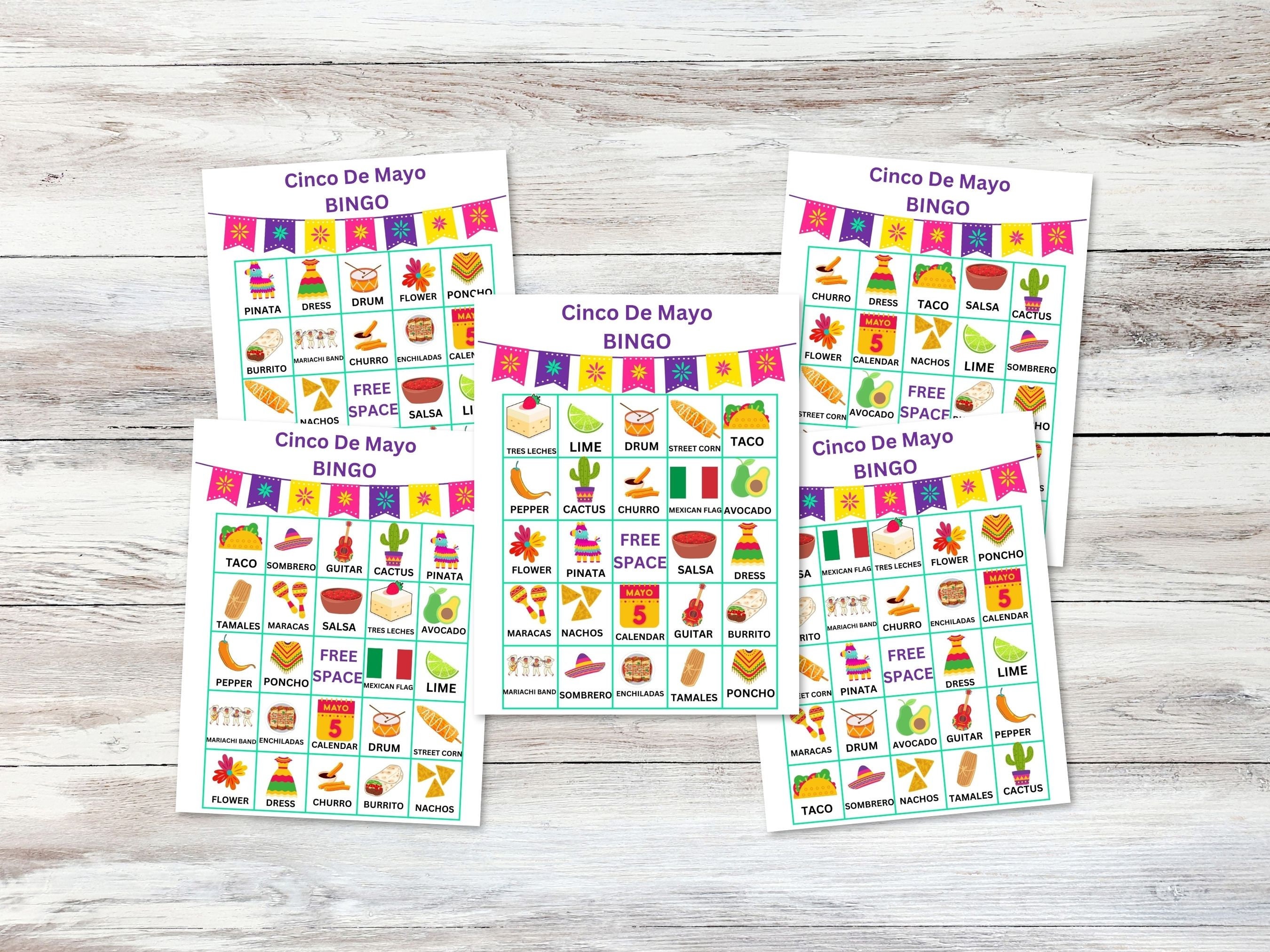 Fiesta Bingo, 10 Printable Fiesta Bingo Cards, Fiesta Activity for Kids ...