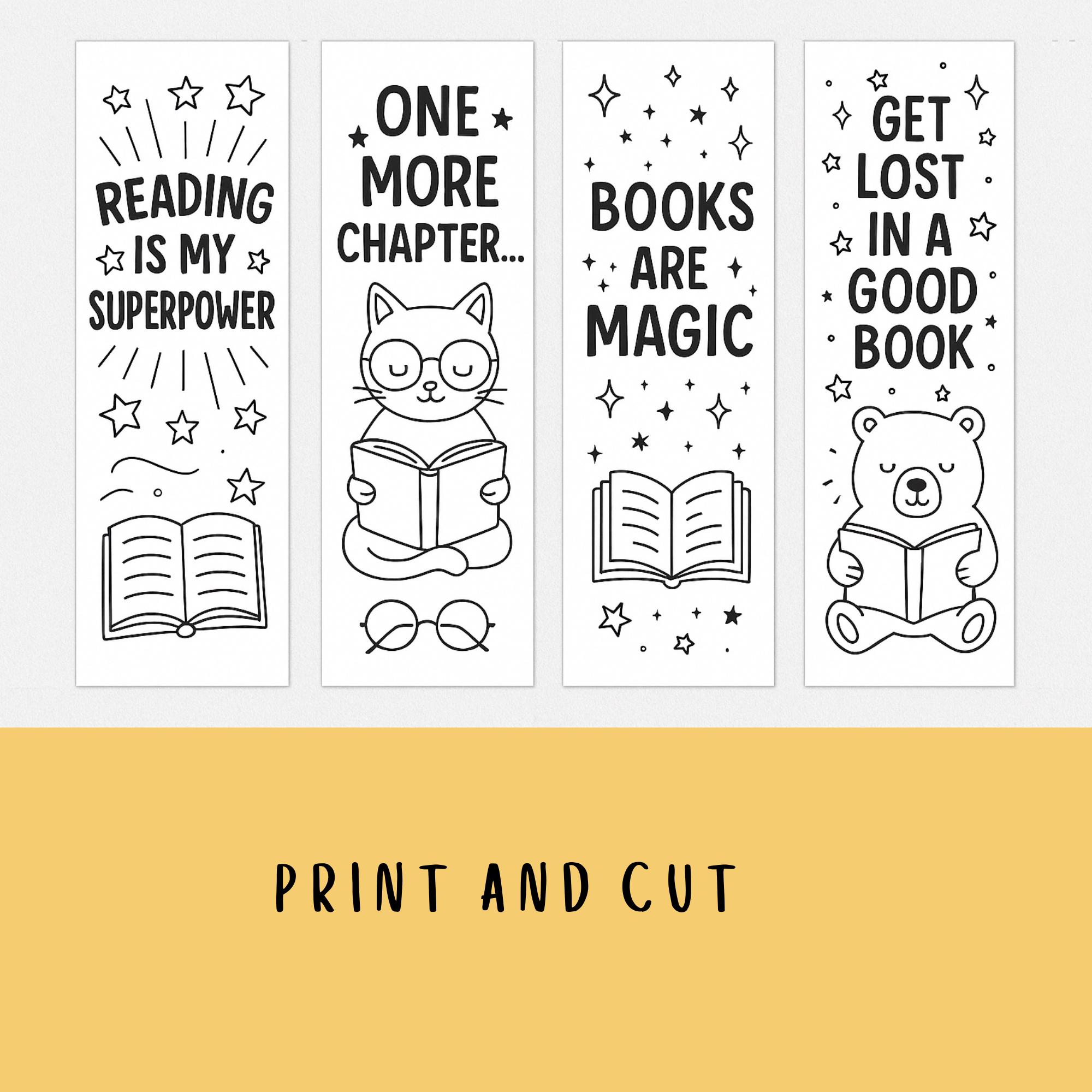 Reading Printable Coloring Bookmarks for Adults and Kids, Library ...