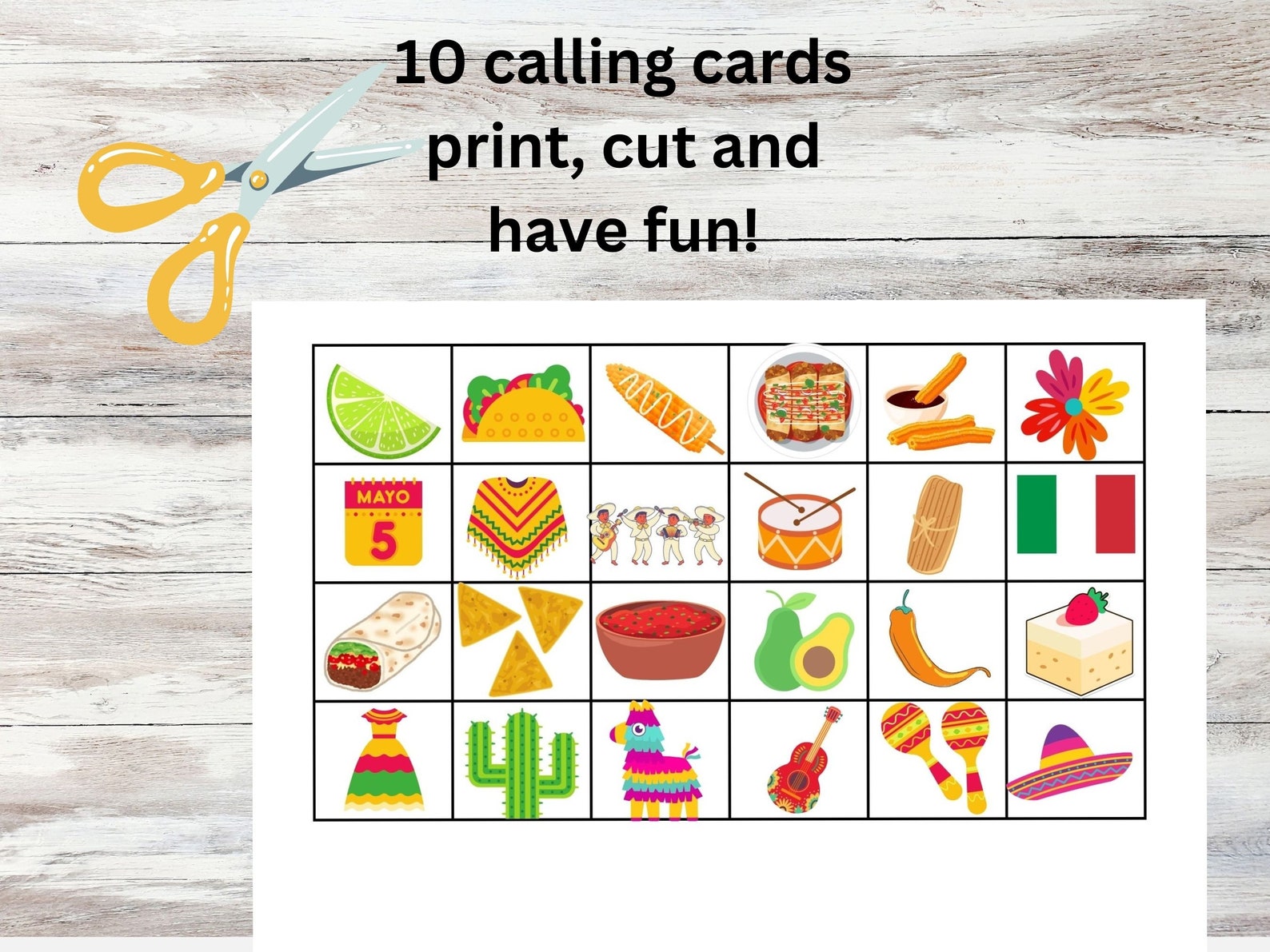 Fiesta Bingo, 10 Printable Fiesta Bingo Cards, Fiesta Activity for Kids ...
