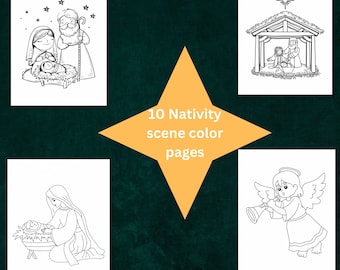 Nativity Colouring Pages, Christmas Bible Scripture for Kids, Preschool ...