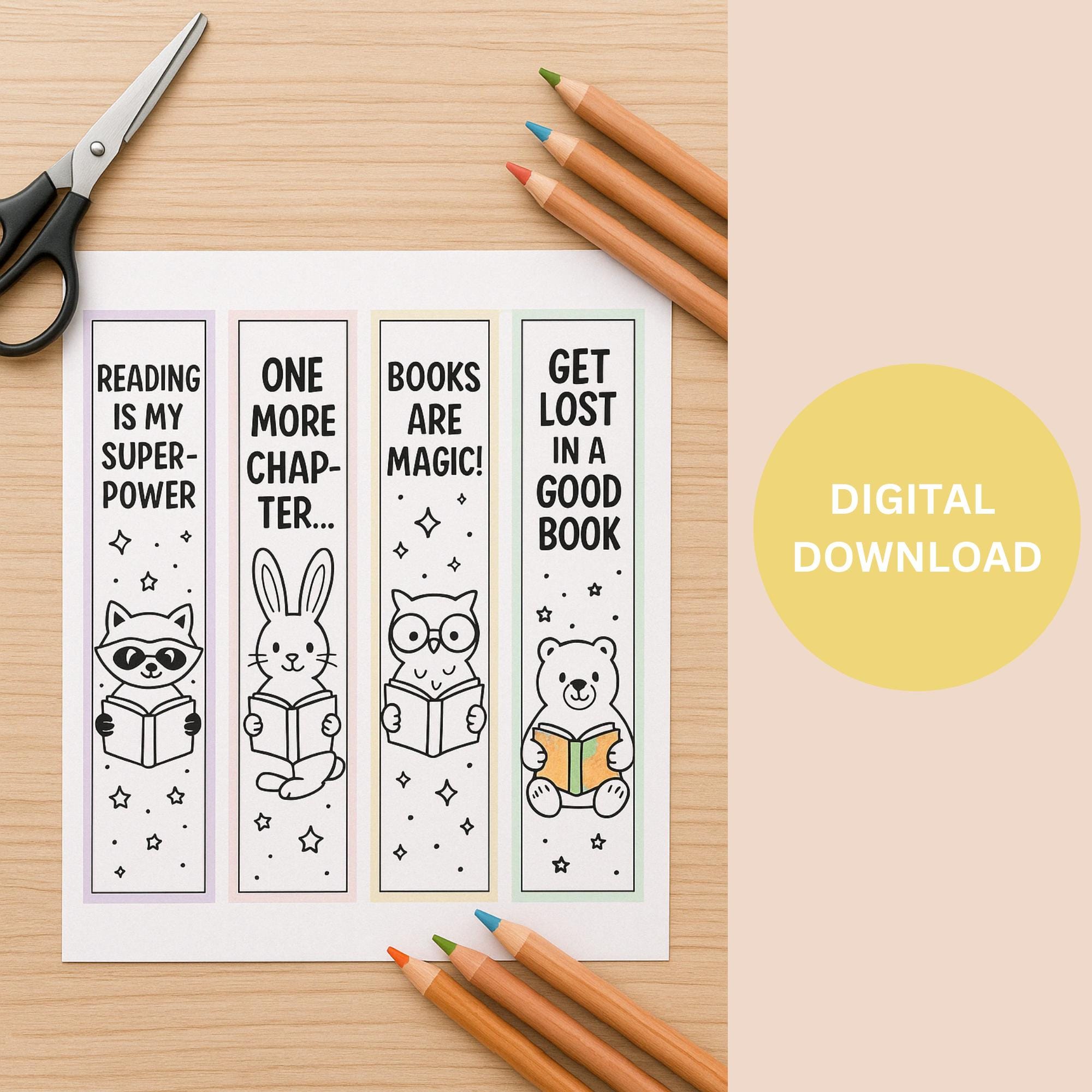 Reading Printable Coloring Bookmarks for Adults and Kids, Library ...