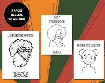 Juneteenth Coloring Book Activity Pages for Kids INSTANT DOWNLOAD - Etsy
