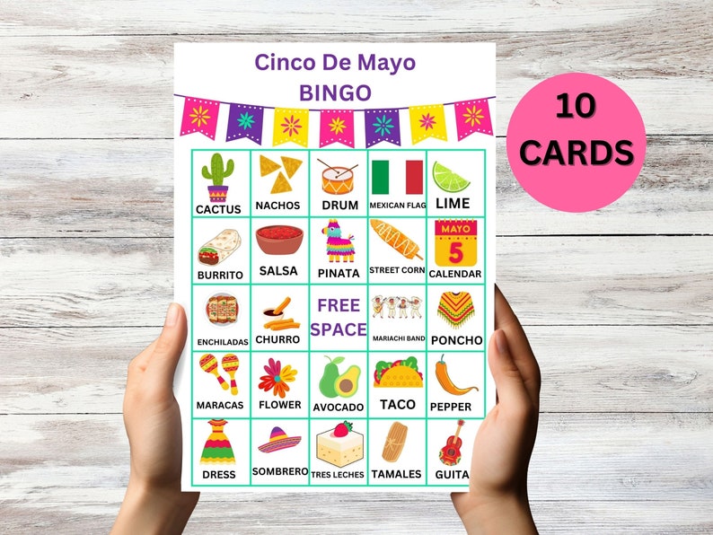 Fiesta Bingo, 10 Printable Fiesta Bingo Cards, Fiesta Activity for Kids ...