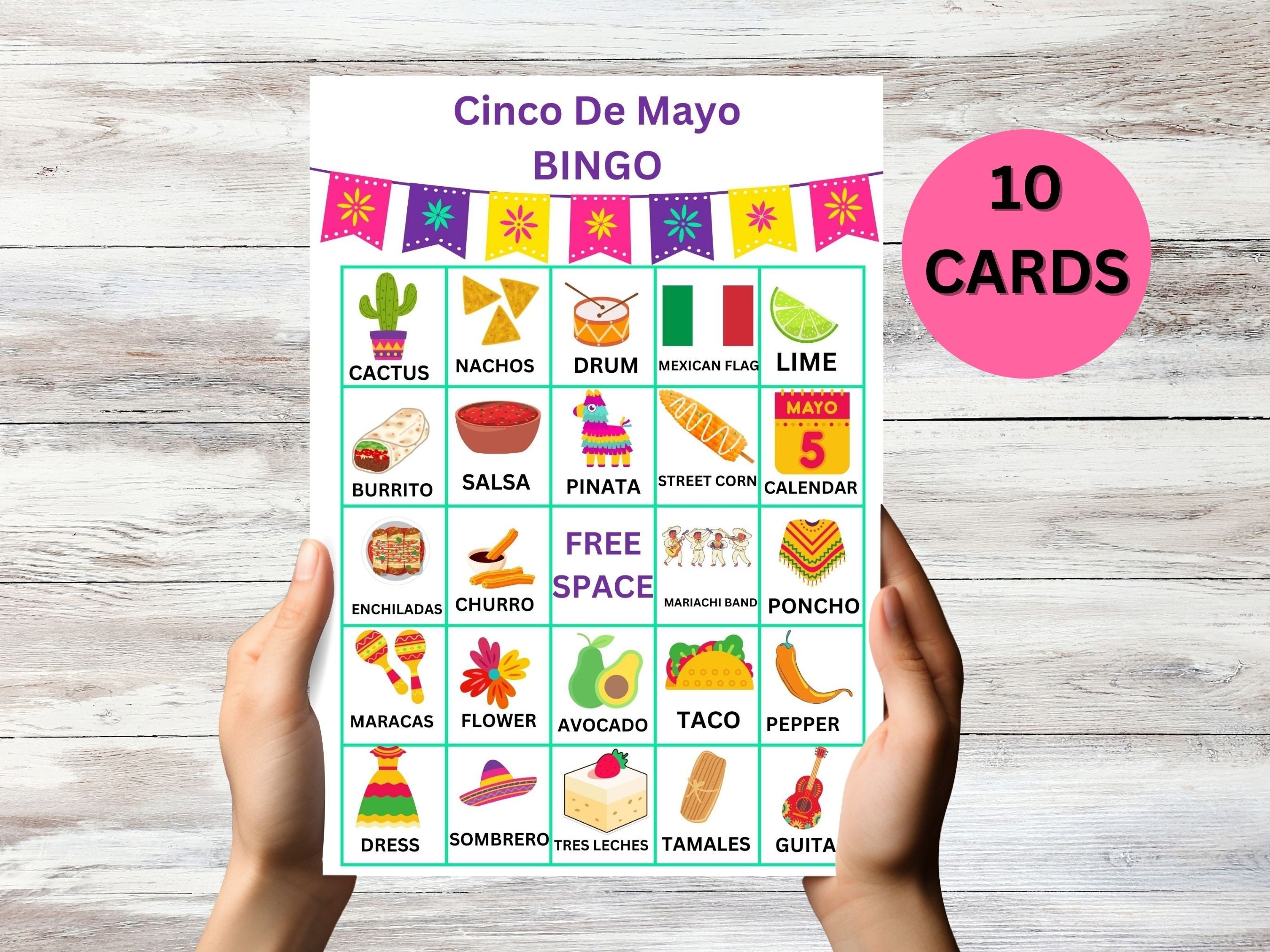Fiesta Bingo, 10 Printable Fiesta Bingo Cards, Fiesta Activity for Kids ...