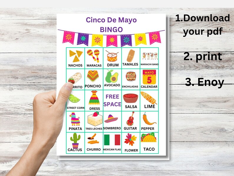 Fiesta Bingo, 10 Printable Fiesta Bingo Cards, Fiesta Activity for Kids ...