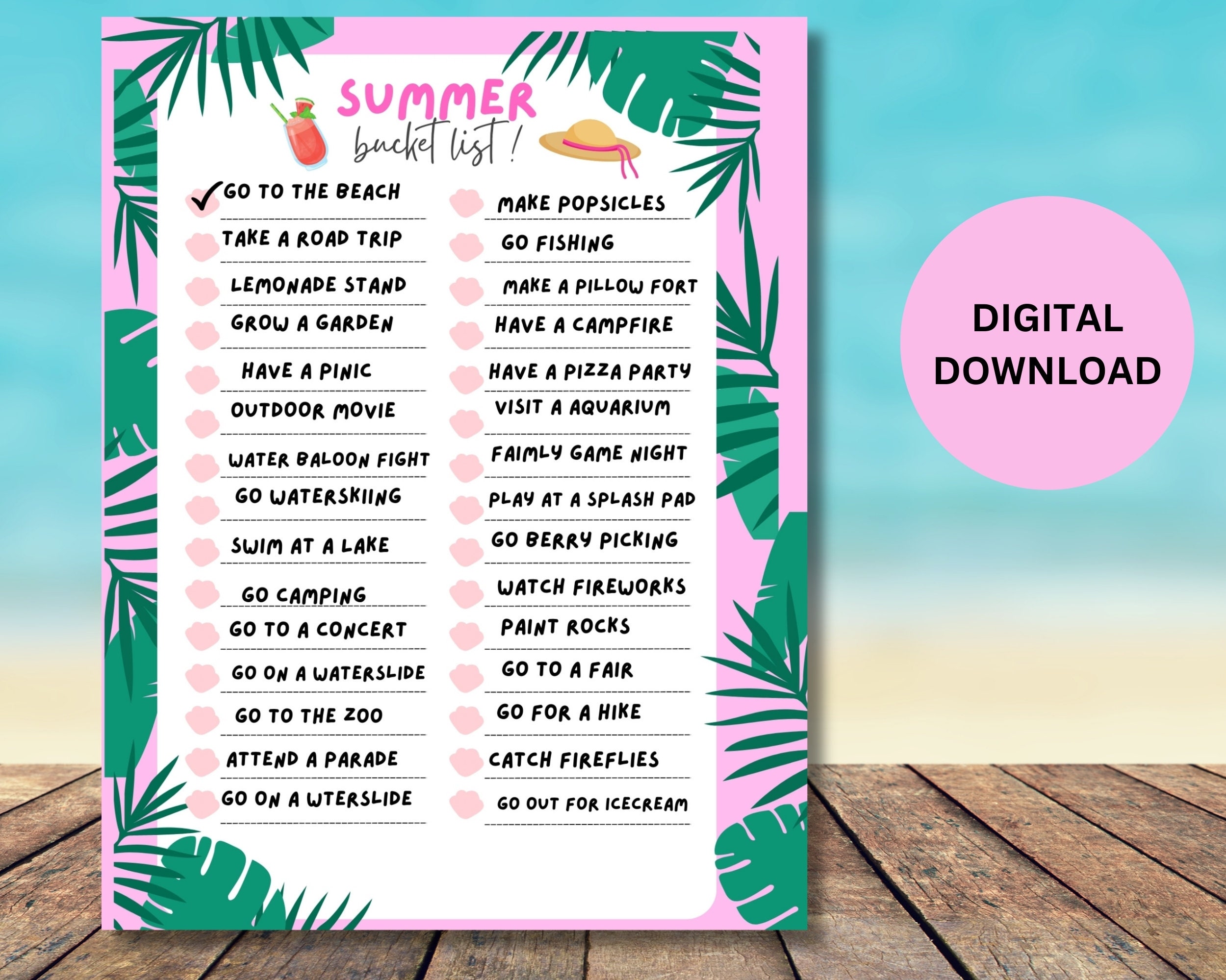 2024 Summer Bucket List Printable, Summer Activity Checklist for Kids ...