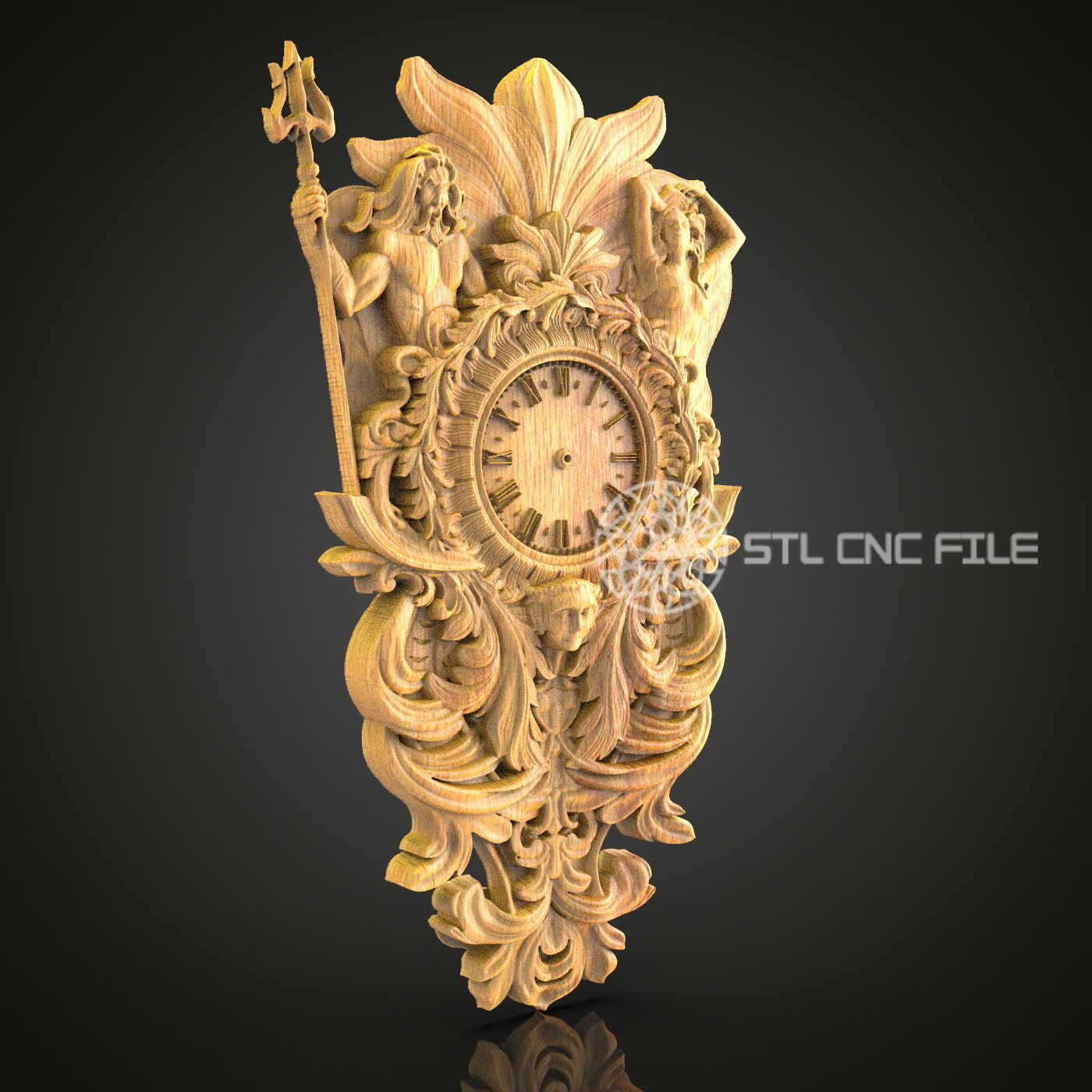 Neoclassical Nymphs 3D STL Clock Model - CNC Router Art, Mythical ...