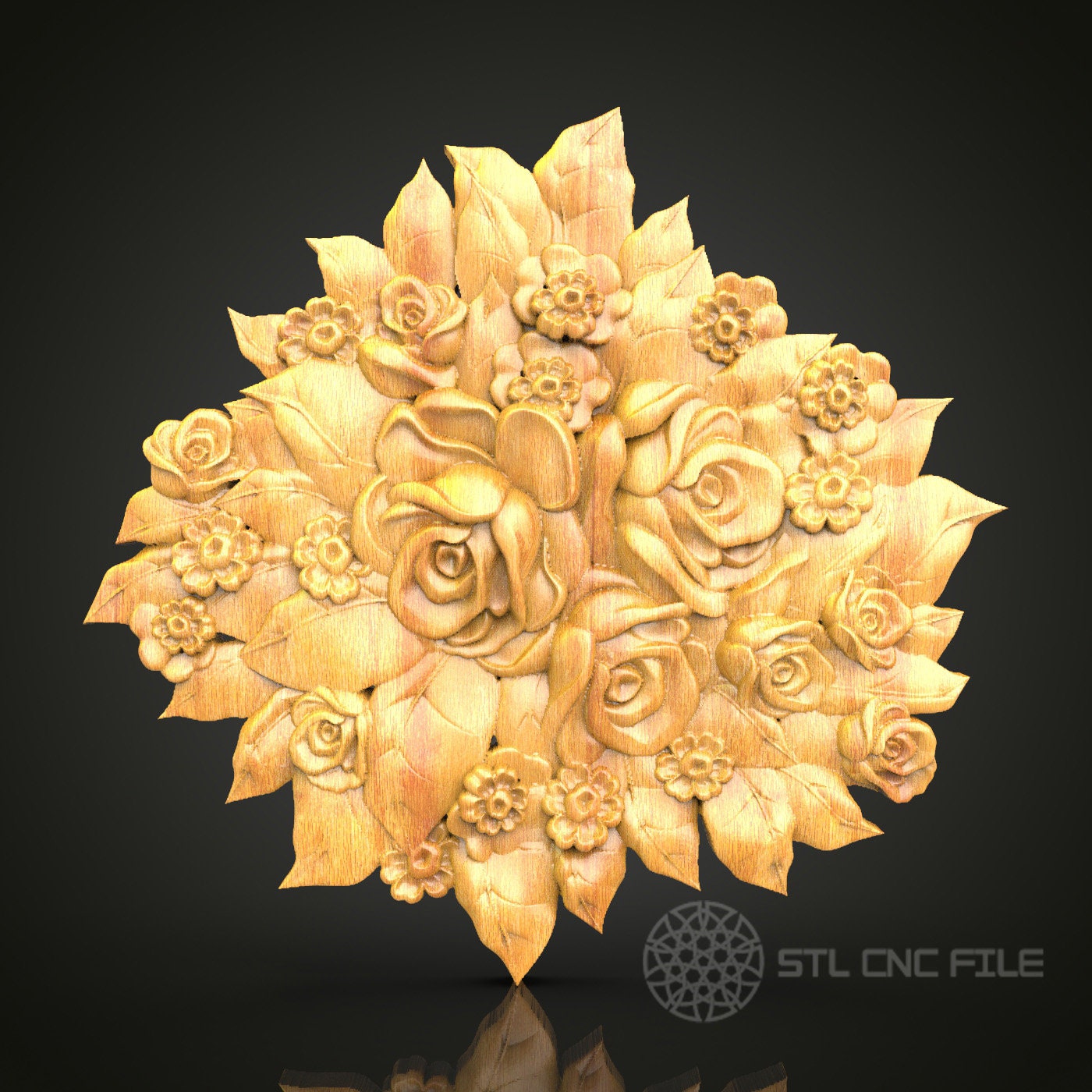 Floral Bouquet STL File for CNC Router - Luxurious Decor Design for ...