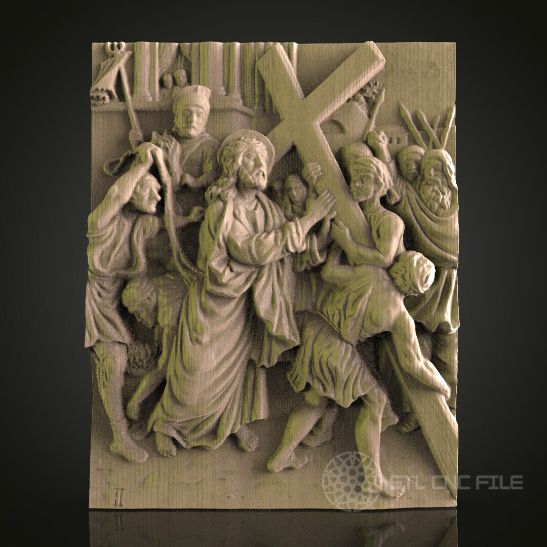 Biblical Crucifixion Scene Wall Art - STL Model for CNC Router ...