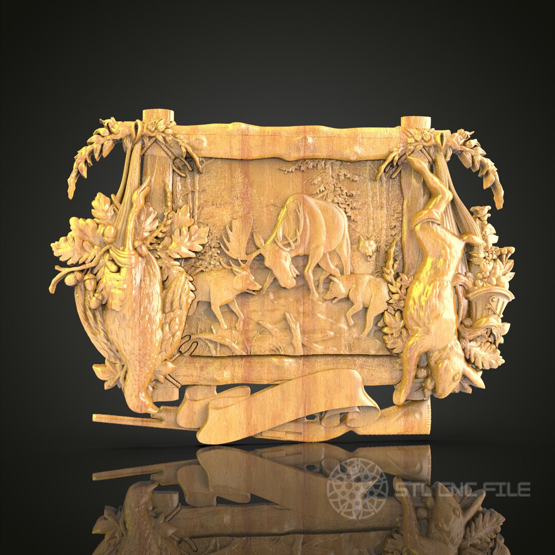 Rustic Wildlife Scene STL Model for CNC, Artcam, Aspire - Wood Art Wall ...