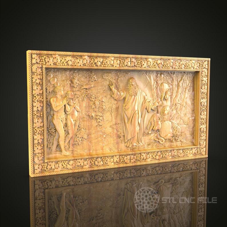Adam and Eve Biblical Scene 3D Relief STL File for CNC Wood Art - Etsy