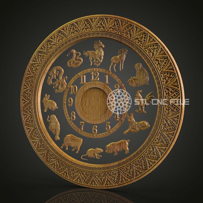 Zodiac Animals Clock STL Model: CNC Router Engraving File - Etsy