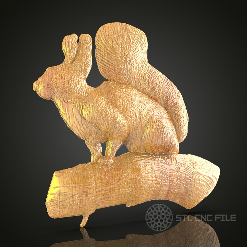 Squirrel on Branch 3D STL Model: CNC Router Wood Wall Decor - Etsy
