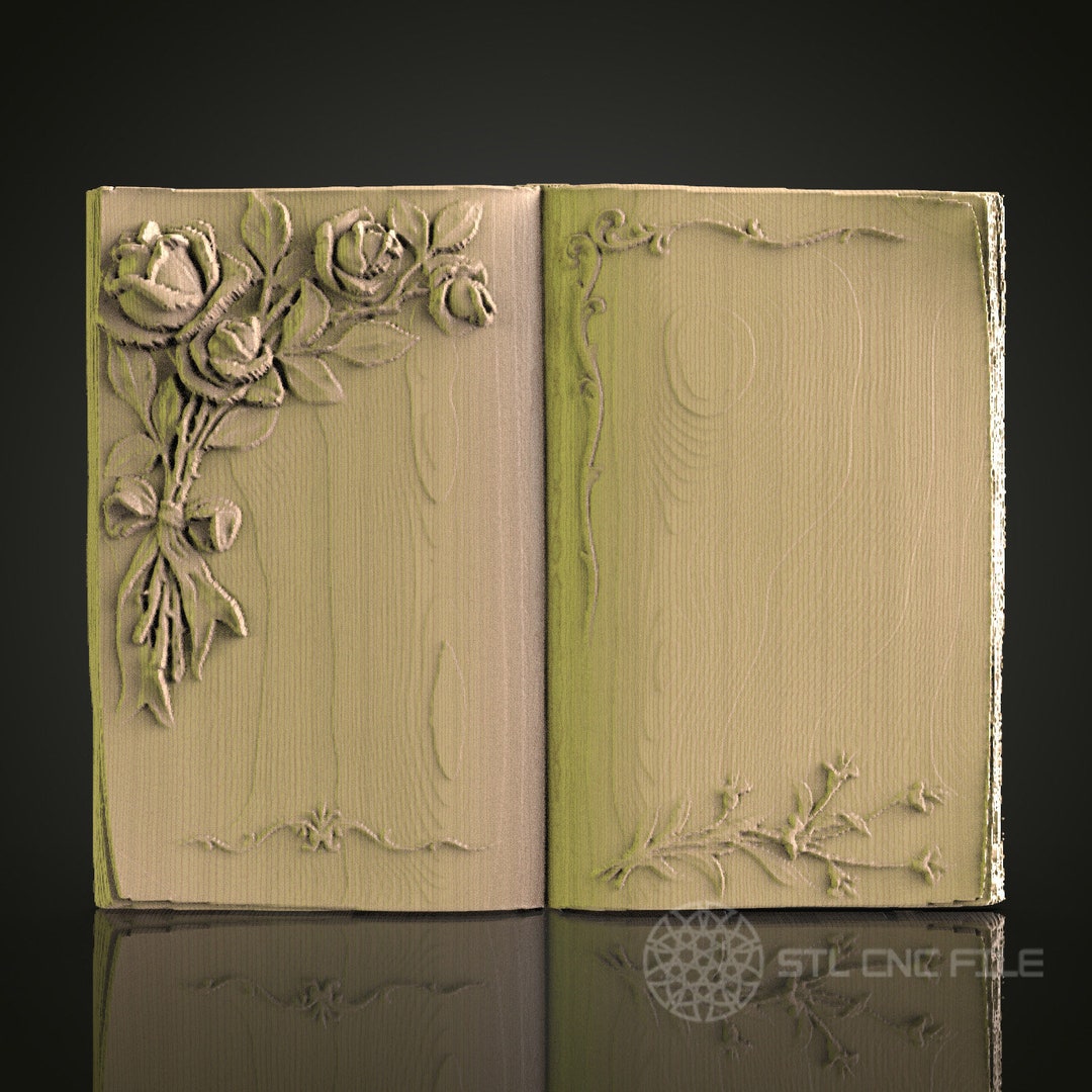 Rose Bouquet Book Cover 3D Model STL File, Elegant Floral Relief for ...