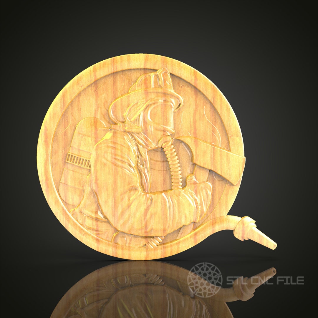 Heroic Firefighter Wall Art - 3D STL File for CNC Wood Carving - Etsy