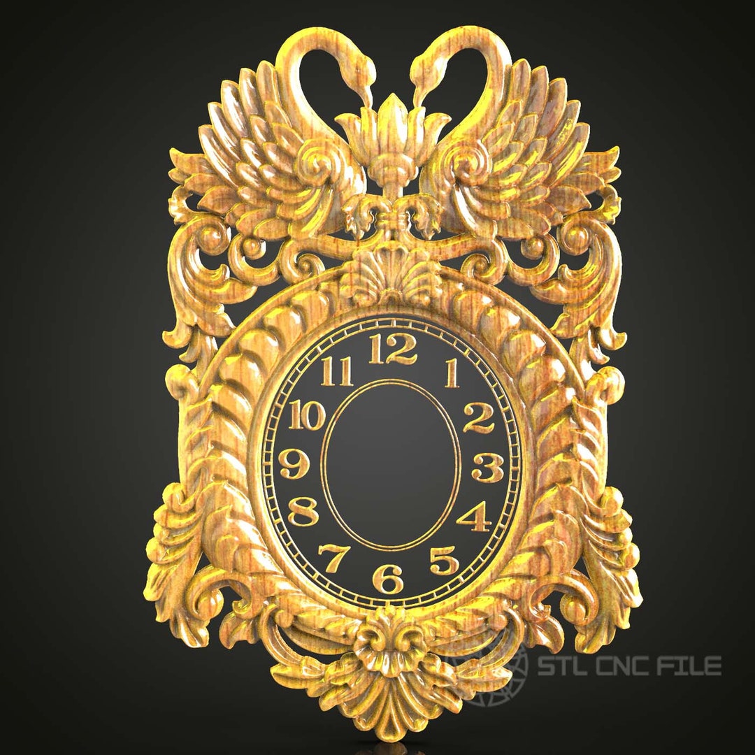 Baroque Style CNC Clock STL Model, Elegant Wood Artcam Aspire Router ...