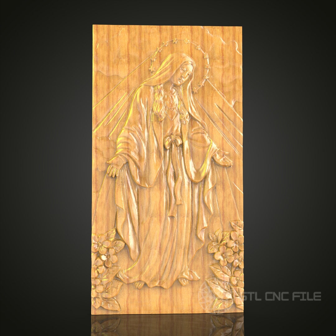 Divine Grace CNC Carved Virgin Mary, STL Model, Religious Wall Art - Etsy