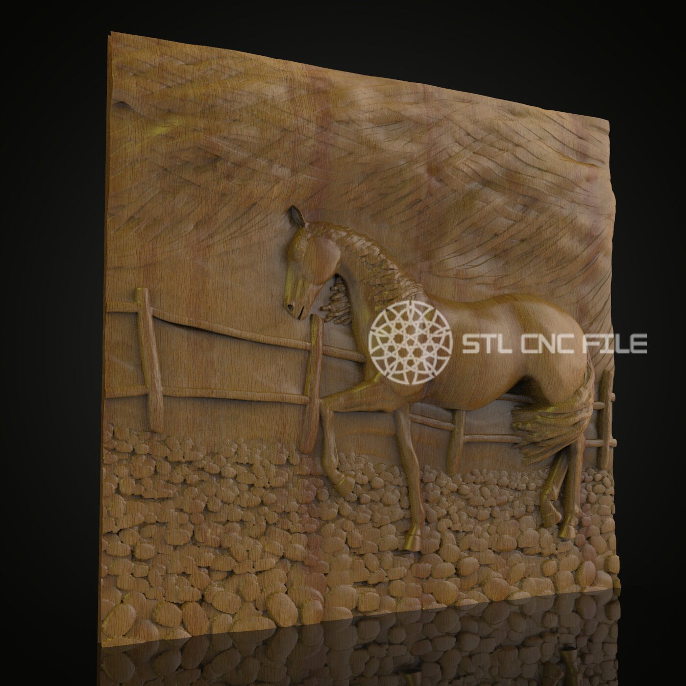 Rustic Horse Scenery STL Model for CNC Routers, Wood Engraving File ...