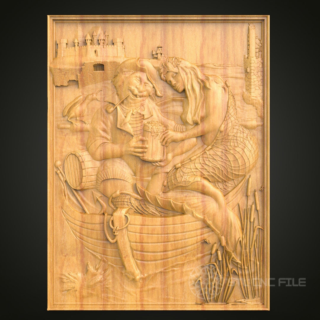 Mythical Sea Journey CNC Carving STL File: Nautical Wood Art - Etsy