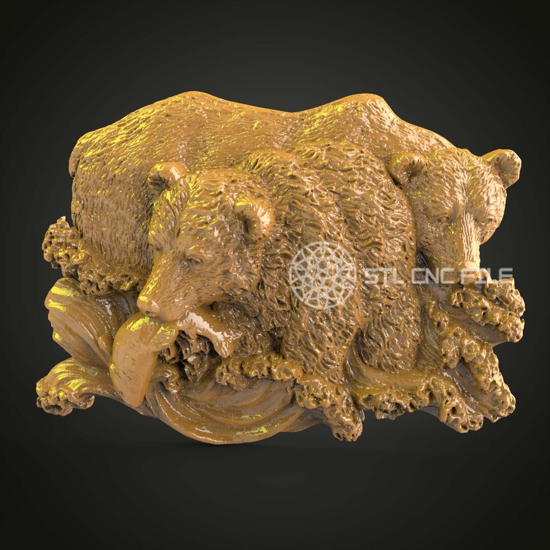 Resting Bears 3D Relief STL Model, CNC Router Engravable, Compatible ...