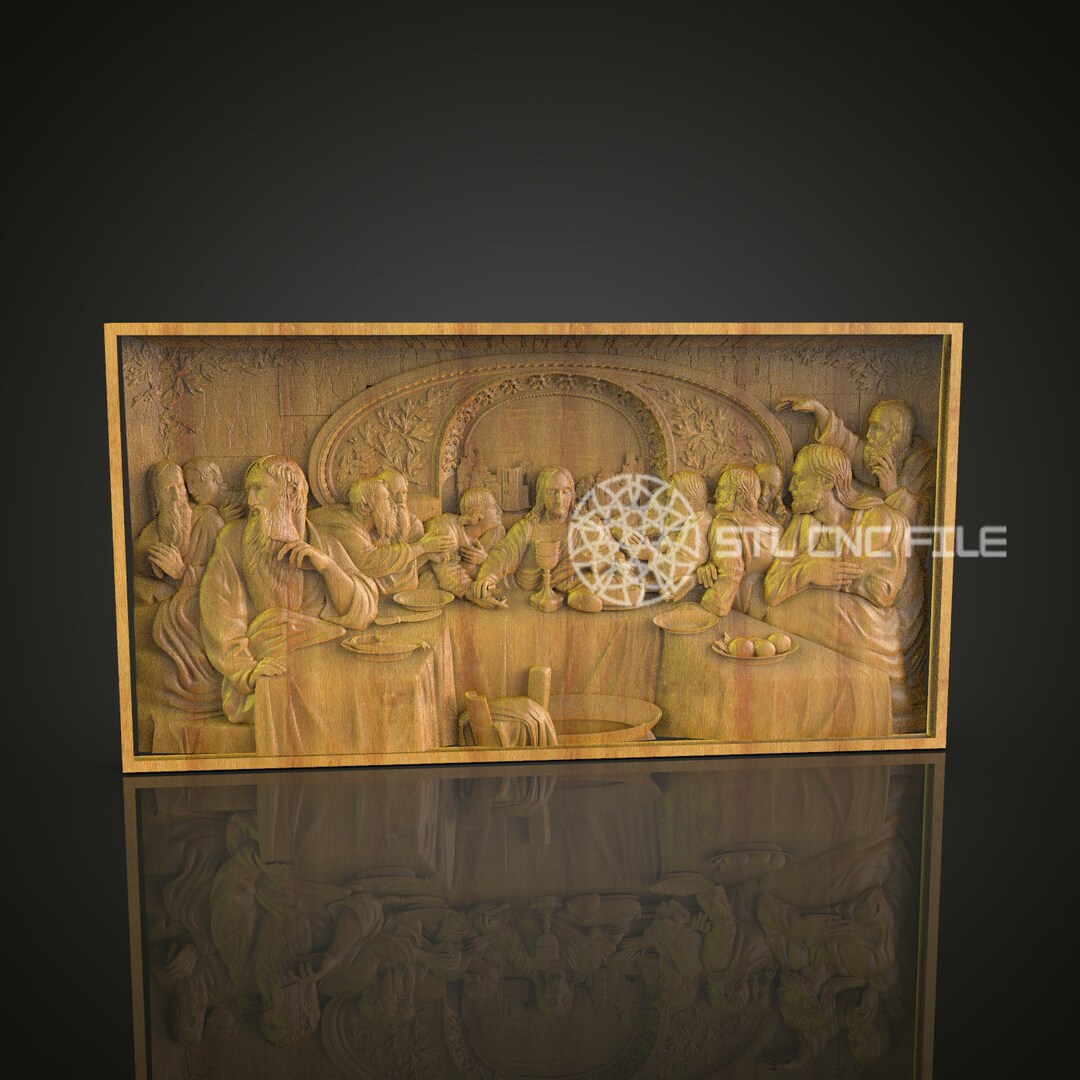 Elegant Last Supper Wood Panel - CNC Engraved Art, Religious STL Model ...