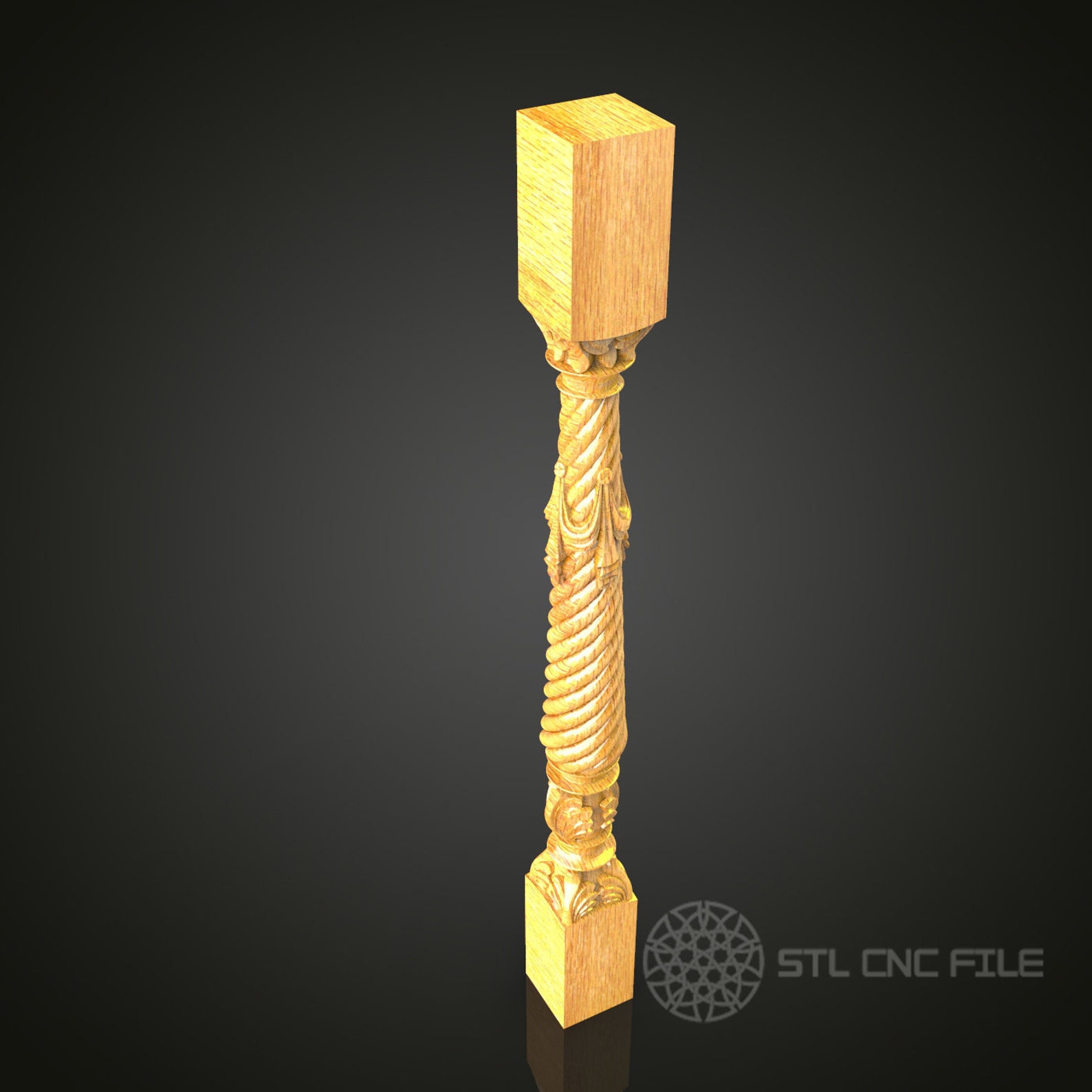 Twisted Rope Column STL Model for CNC Router - Ideal for Artcam, Aspire ...