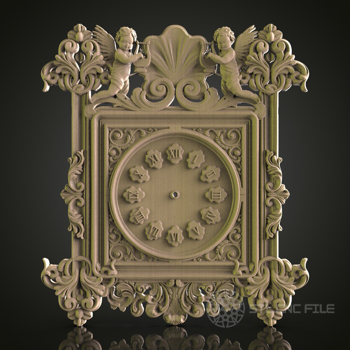 Ornate Angel Clock Wall Decor - STL Model for CNC Router, 3D Printer ...