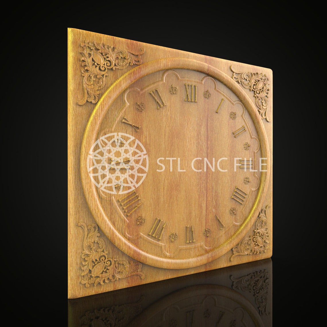 Elegant Wooden Clock STL File, CNC Engraving Design, Artcam & Aspire ...