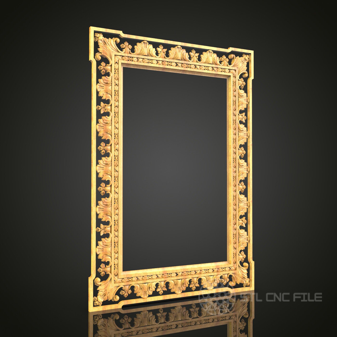 Baroque-style Mirror Frame STL Model for CNC Router - Luxurious Wood ...