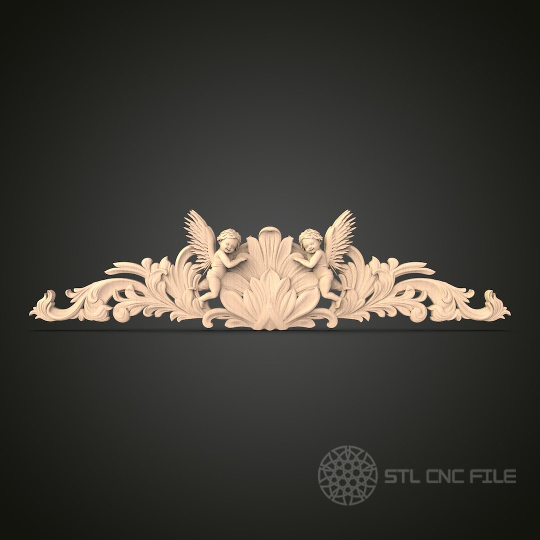 Cherub and Acanthus Leaf Swag 3D Model STL File, Angelic Sculpture for ...