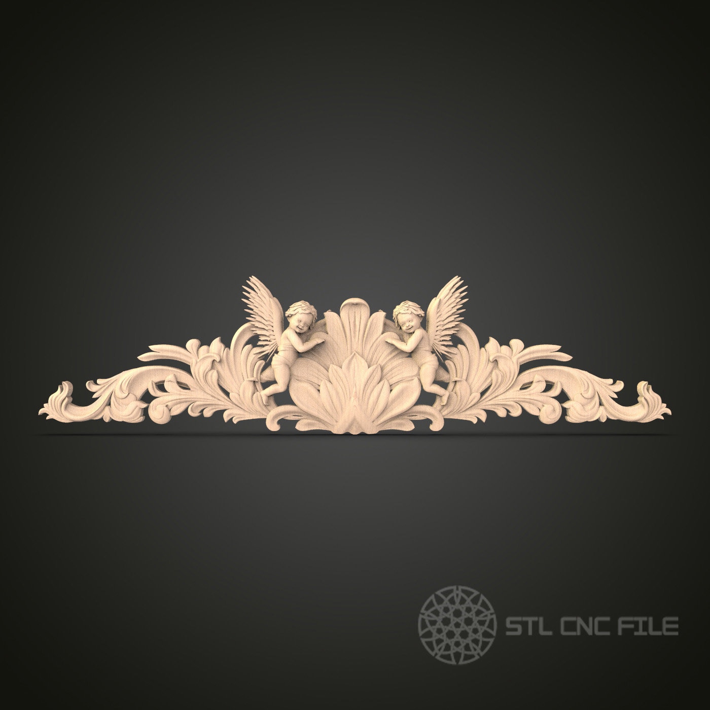 Cherub and Acanthus Leaf Swag 3D Model STL File, Angelic Sculpture for ...