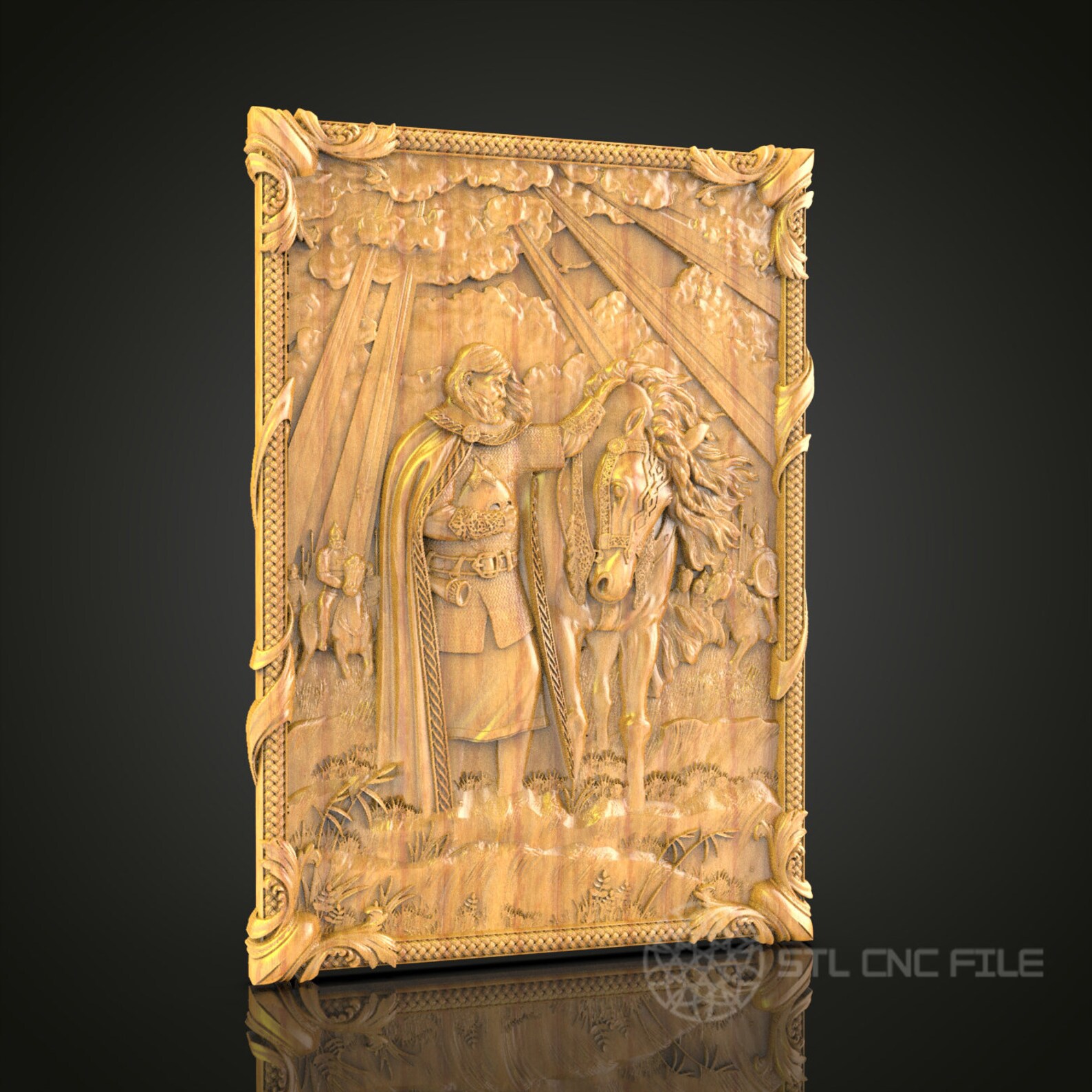 Medieval Knight & Horse CNC Carved Wall Art - Exquisite Wood Relief ...