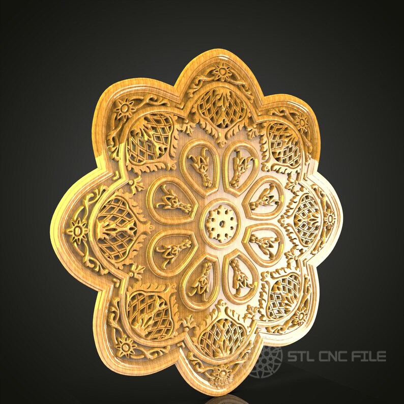 Floral Carved Wooden Decor, STL Model CNC File, Artcam Aspire Router ...