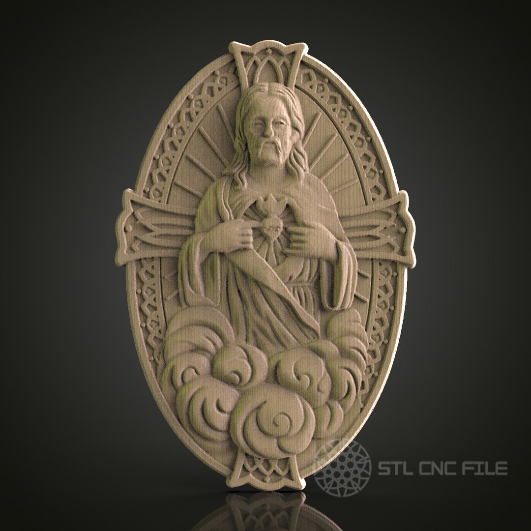 STL Model of Jesus Sacred Heart, CNC Router Engraver, Artcam, Aspire ...