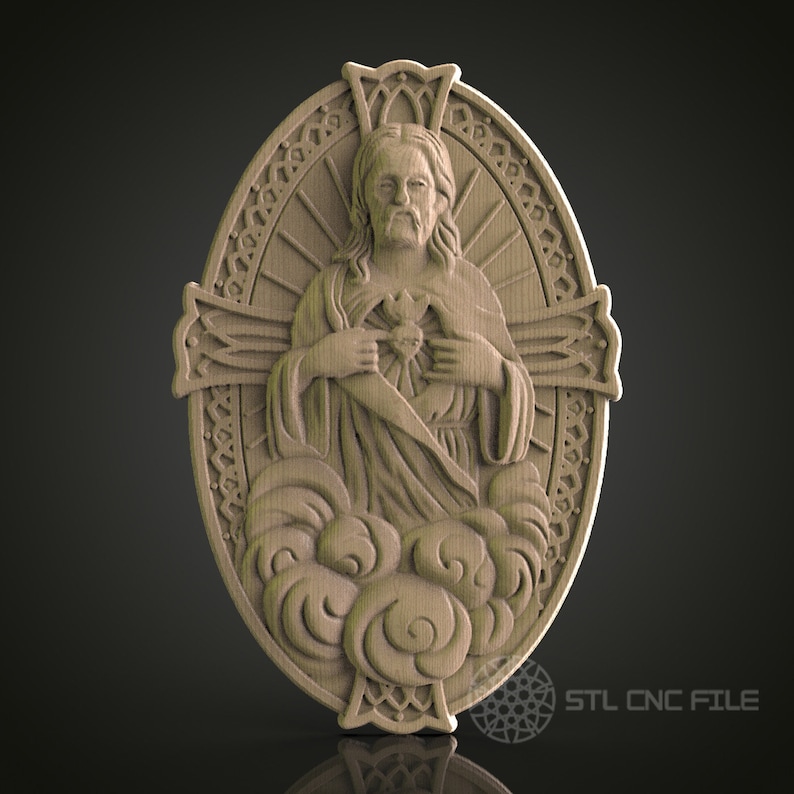 STL Model of Jesus Sacred Heart, CNC Router Engraver, Artcam, Aspire ...