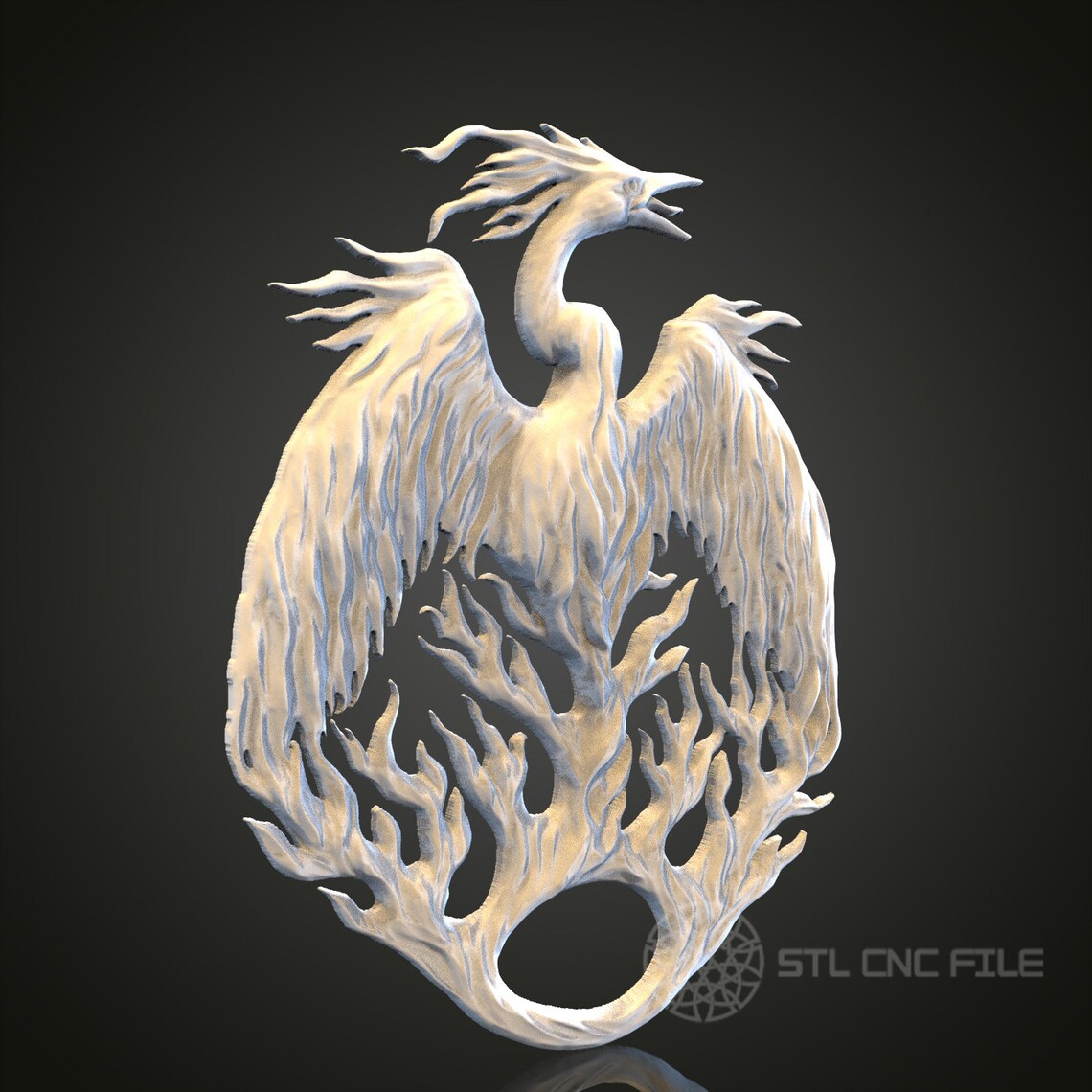 Majestic Phoenix Relief Wall Art | STL Model for CNC Router, 3D Printer ...