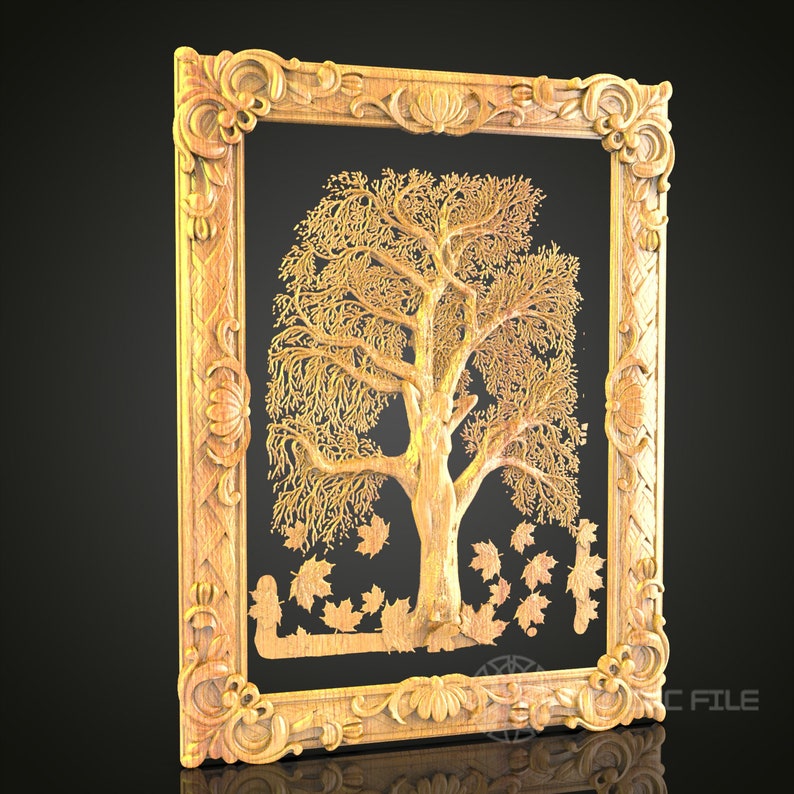 Majestic Oak Tree 3D Relief STL File for CNC, Nature-inspired Wood Wall ...