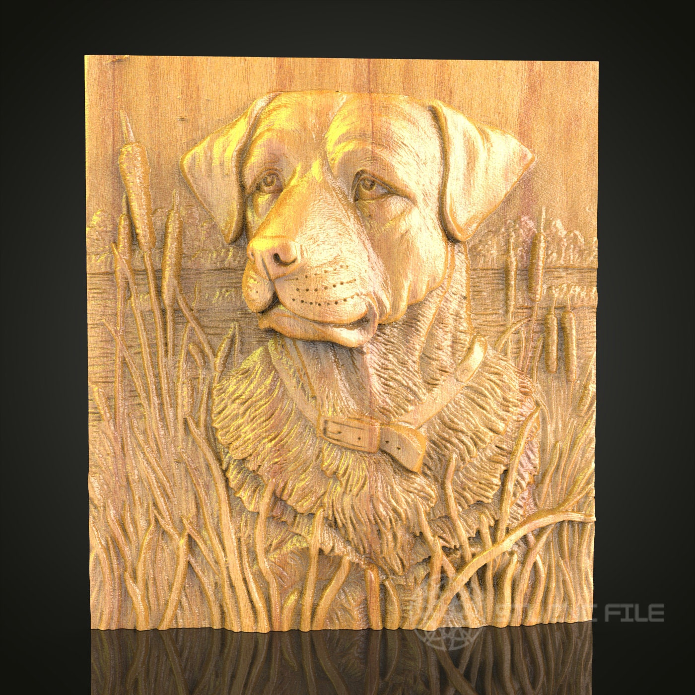 Labrador Retriever STL File for CNC, 3D Dog Wood Carving, Detailed Pet ...