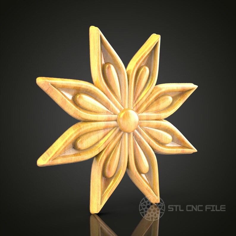 Star-shaped Floral STL Model for CNC Router, Compatible With Artcam ...
