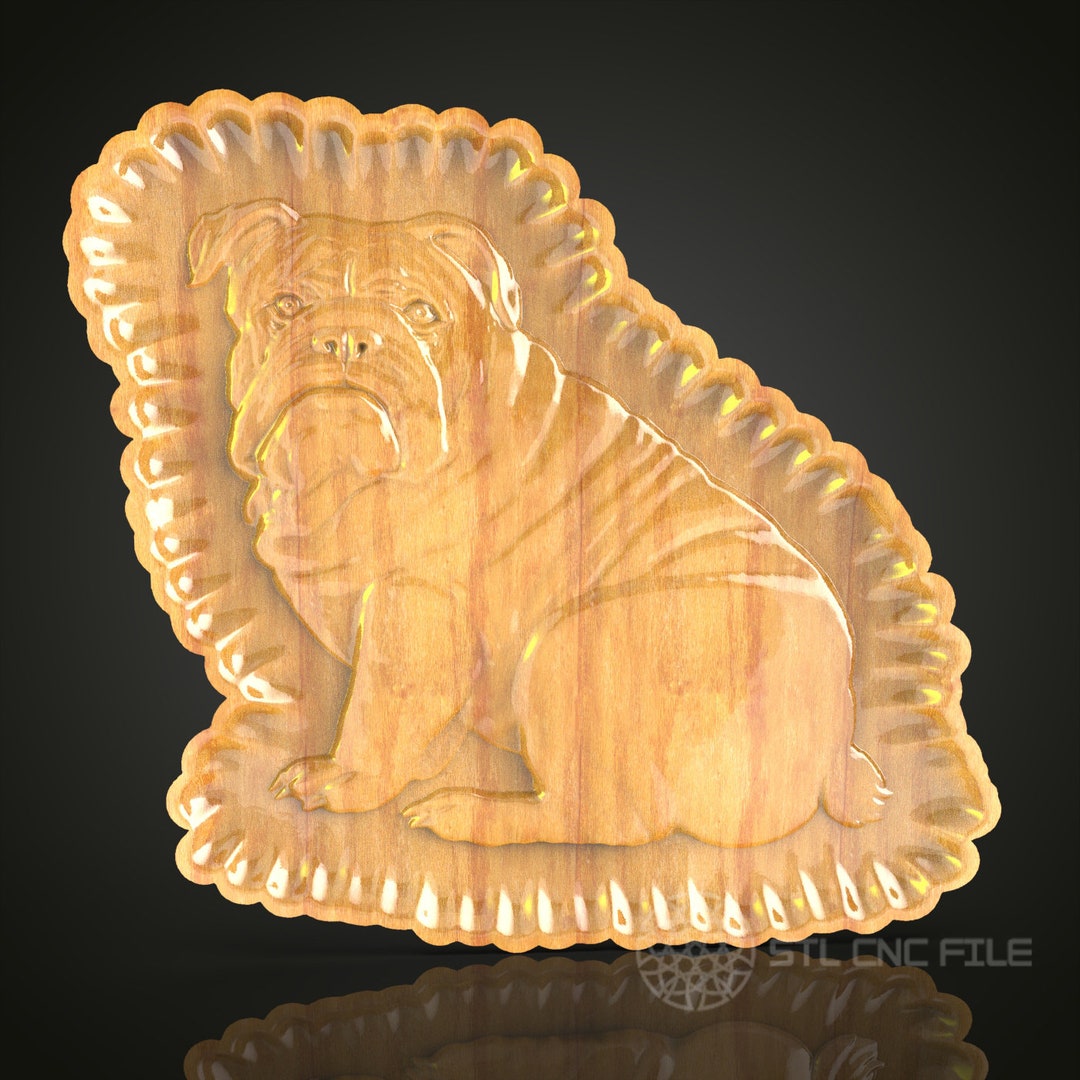 Bulldog Portrait 3D STL Model for CNC Router - Decorative Wood Wall Art ...