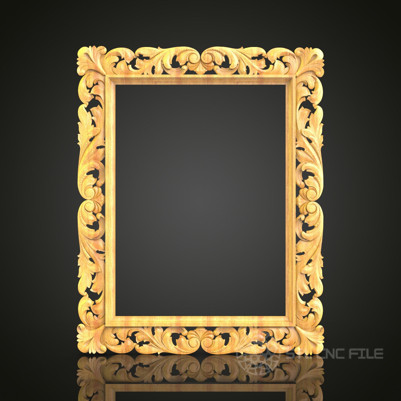 Floral Baroque-style Mirror Frame STL Model for CNC Router - Exquisite ...