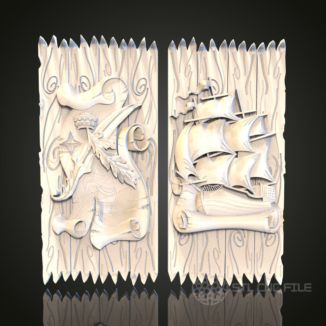 Dragon and Ship Panels 3D STL File, CNC and 3D Printer Model, Fantasy ...