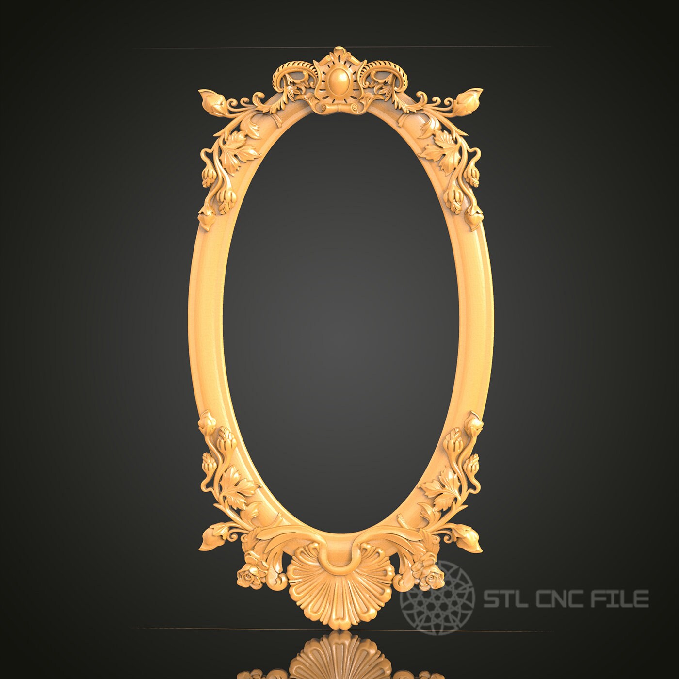 Ornate Oval Frame STL Model for CNC Router Engraver, Artcam, Aspire, 3D ...
