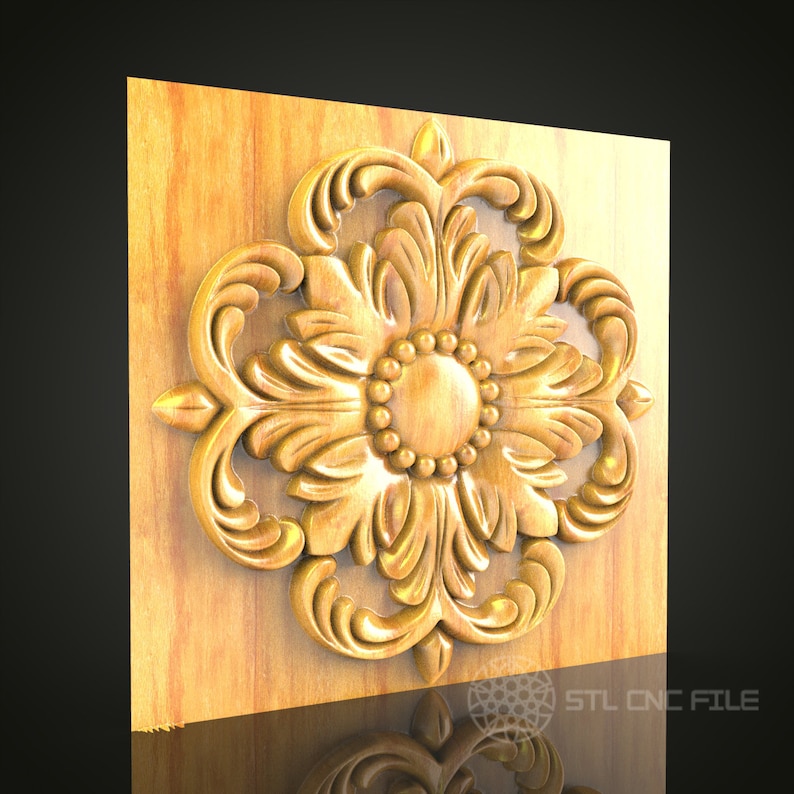 Floral Round Panel STL Model for CNC Router, Compatible With Artcam ...
