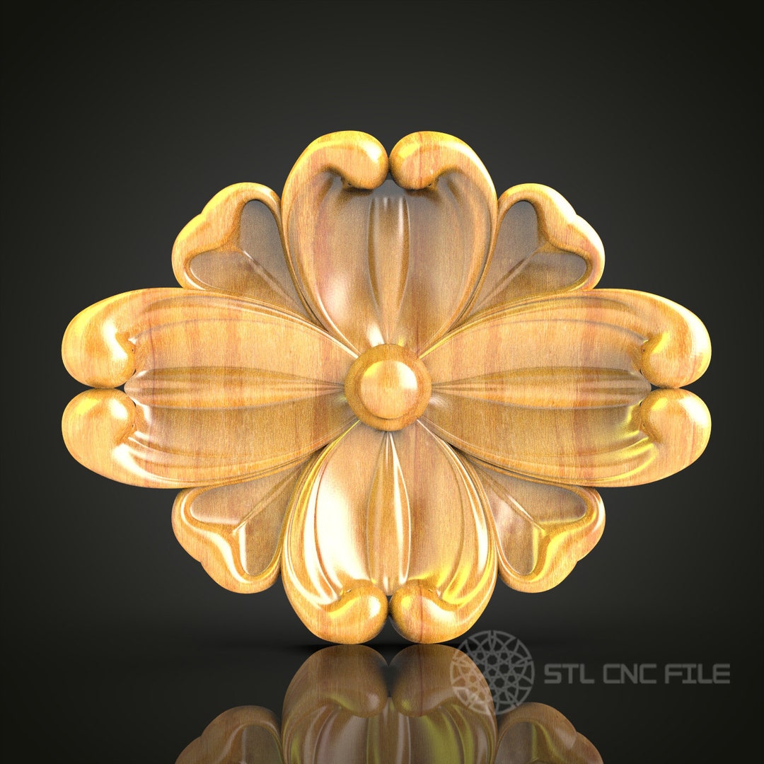 Classic Floral Bloom CNC Router STL Model - Elegant Carving Design - Etsy