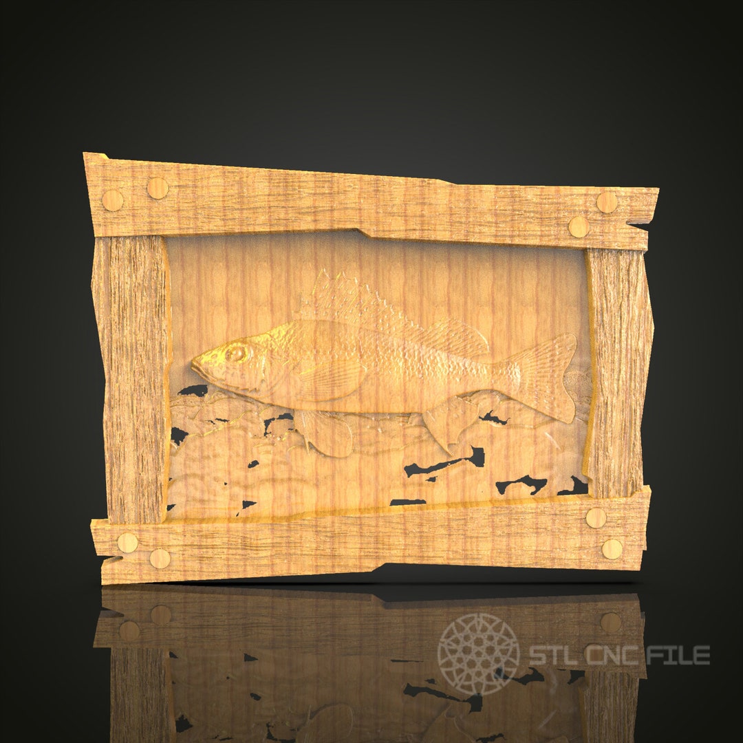 Rustic Fish Scene 3D Relief Model for CNC – Fishing Lodge Decor, Wood ...
