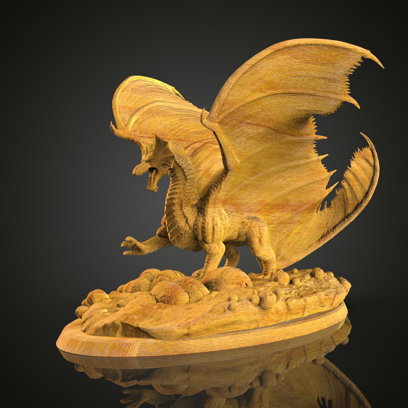 Winged Dragon Roar STL Model: CNC Router Engraving Art File - Etsy