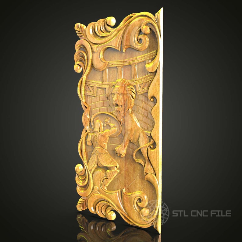 Baroque Lion Panel STL Model, Elegant CNC Carving Design, Artcam ...