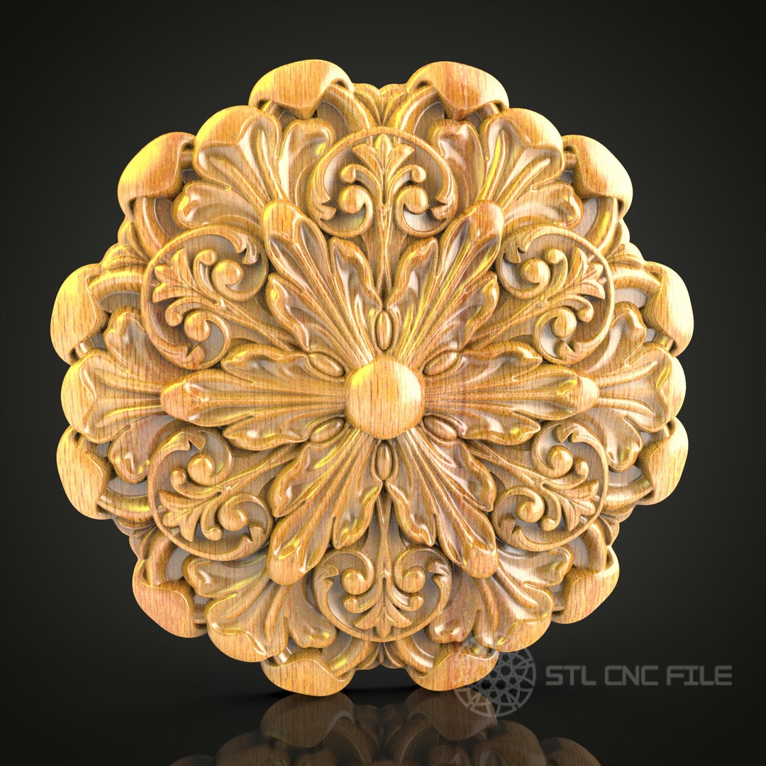 Elegant Floral Bouquet Medallion STL File, CNC Router, Artcam Aspire ...